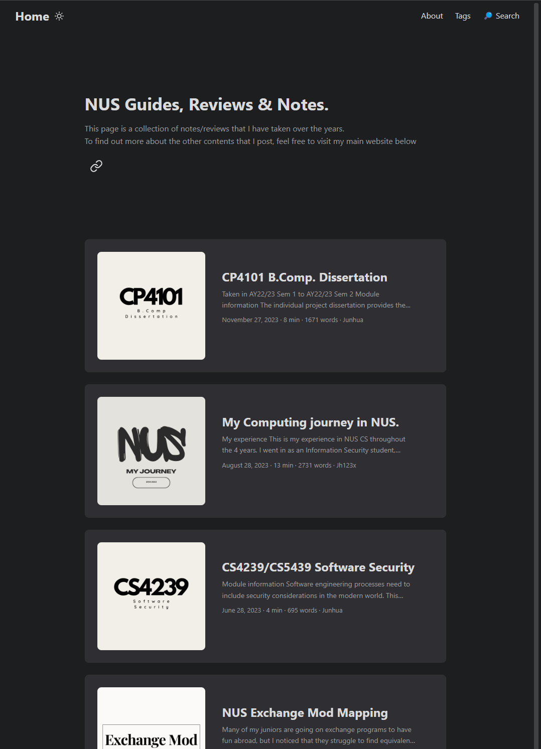 A New Subdomain for NUS Related Content · Jh123x: Blog, Code, Fun